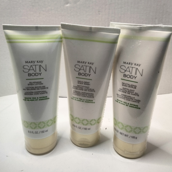 Skincare | Mary Kay Satin Body Set Shea Scrub Wash Shea Lotion Full ...